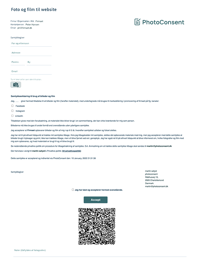 Consent when – PhotoConsent